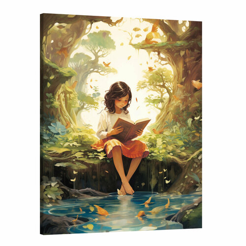 Интерьерная картина 50х70 "Девочка, создающая свой мир"