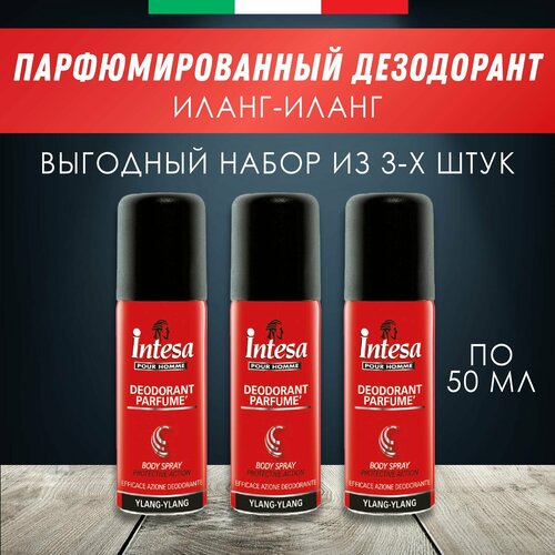 INTESA Дезодорант мужской парфюмированный в аэрозольной упаковке Иланг Иланг 50 мл 3 шт