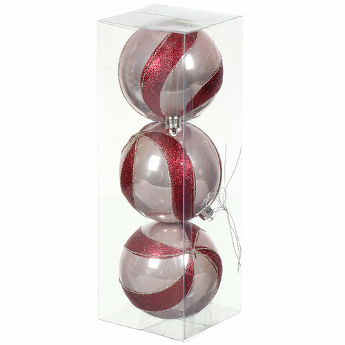 Елочный шар розовый SYQD-0121360, 3 шт, 8 см