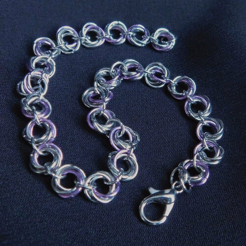 Плетеный браслет Hope's jewelry Irida, 1 шт., размер 19.4 см, размер M, фиолетовый, серебристый