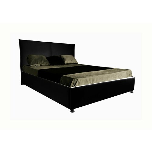 Двуспальная кровать Элен 180x200 основание металлическое с ламелями велюр черный ножки 5 см