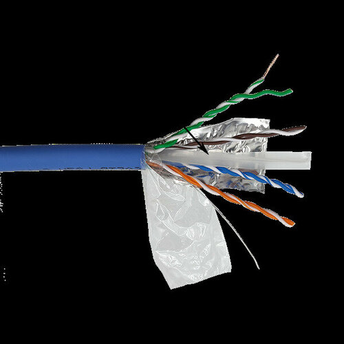 Кабель LANMASTER FTP, 4 пары, кат. 6A, с перегородкой, 500Mhz, LSZH, синий, 305 м