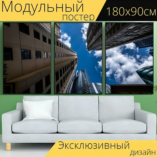 Модульный постер "Архитектуры, дубай, небоскреб" 180 x 90 см. для интерьера