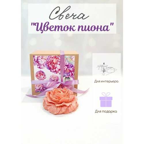 Свеча интерьерная "Цветок пиона" в розовом цвете, в подарочной коробочке