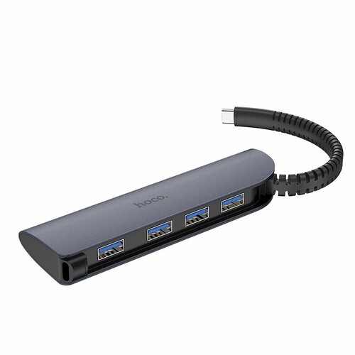 USB HUB Type-C 4USB 3.0 Hoco HB12 Metal Grey