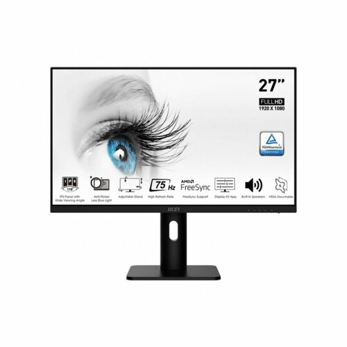 Монитор 27" MSI Pro MP273P black (IPS, 1920x1080, 178°/178°, 250Cd/m2, 1000:1 (100M:1), 5ms, 75Hz, HAS, HDMI, DisplayPort, MM) (9S6-3PB49H-045)