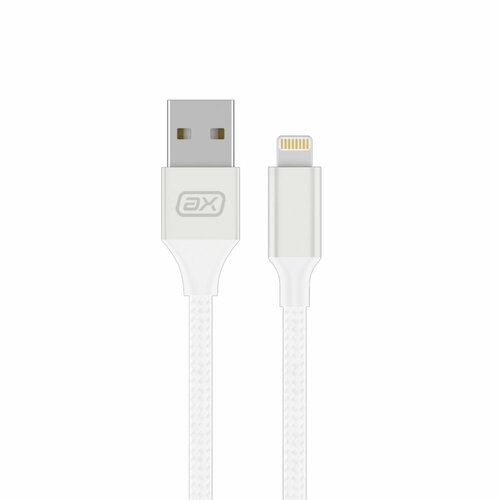 Дата-кабель USB-A - Lightning, 2A, 1 м, белый, нейлон, ахха, ахха 7263