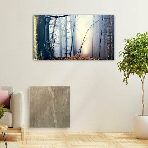 Картина на холсте 60x110 LinxOne "Туман природа осень лес" интерьерная для дома / на стену / на кухню / с подрамником