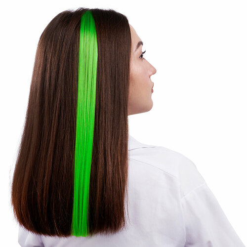 Цветные пряди для волос, на заколке, 5 гр, Зеленый, 50*3,3 см, 2 шт.