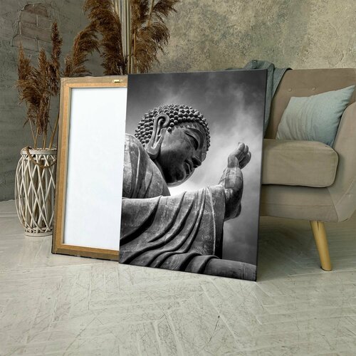 Картина на холсте (Статуя будды) 60x80 см. Интерьерная, на стену.