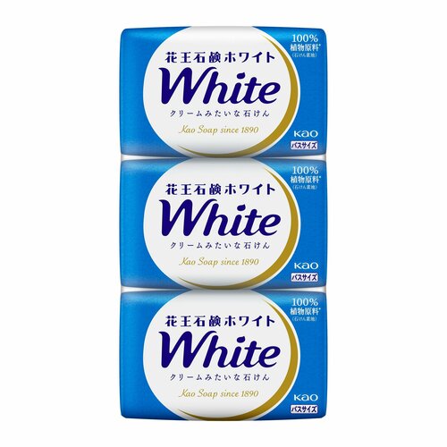 KAO Натуральное увлажняющее туалетное мыло "White" со скваланом (нежный аромат цветочного мыла) 130 г х 3 шт.
