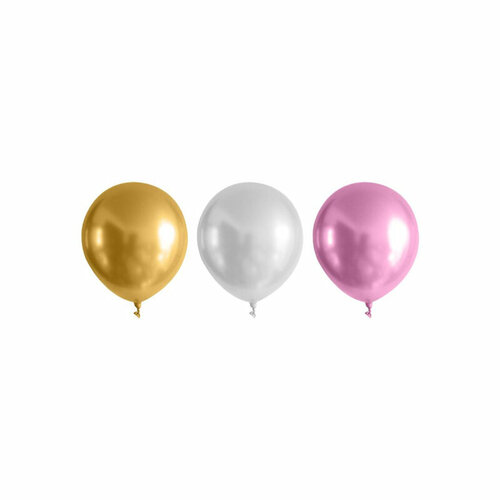 Набор шаров воздушн, хром, цв шампань, розовый, золотой,25шт(латекс),30см,90354