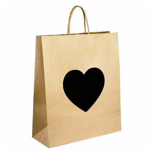 Пакет подарочный комплект 7шт 32x13x26см скретч-слой+стилус, "Heart on Kraft", золотая сказка, 591971
