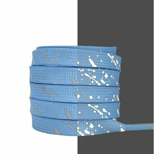 Шнурки "светоотражающие голубые" плоские длина 140см, 2шт