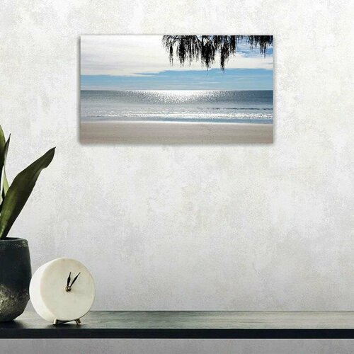 Картина на холсте 60x110 LinxOne "Море пляж ветка небо" интерьерная для дома / на стену / на кухню / с подрамником