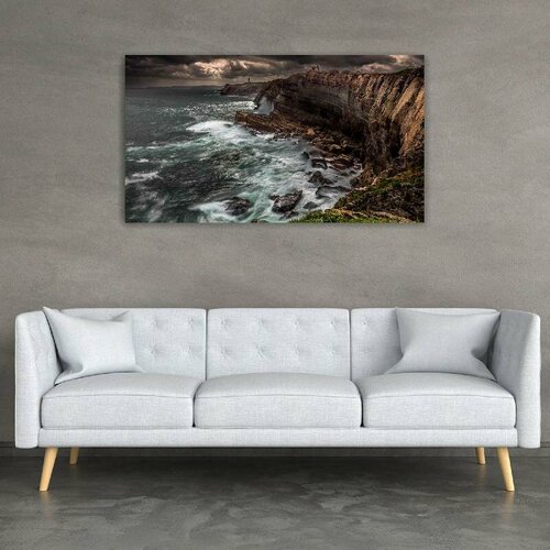 Картина на холсте 60x110 LinxOne "Море скалы seascape marine" интерьерная для дома / на стену / на кухню / с подрамником
