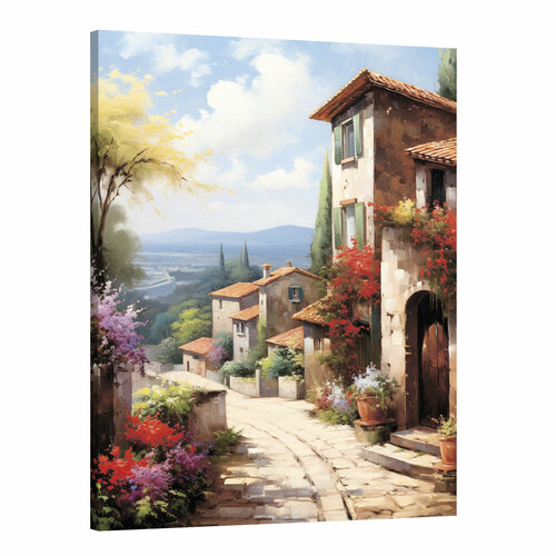 Интерьерная картина 50х70 "Деревня в стиле винтаж"