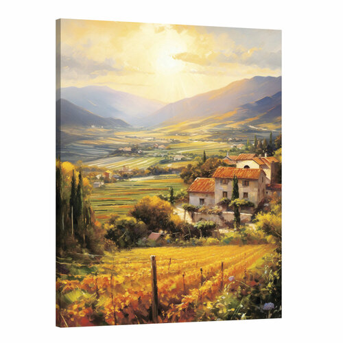 Интерьерная картина 50х70 "Золотая деревня"
