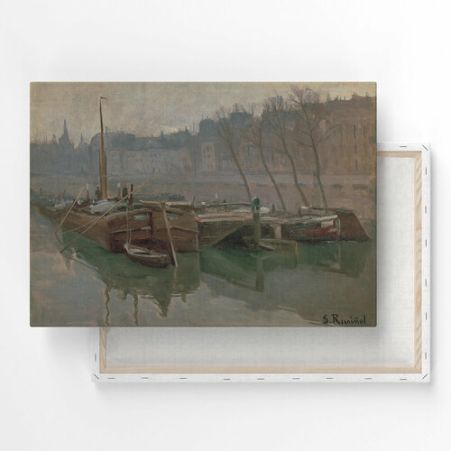 Картина на холсте, репродукция / Сантьяго Рузиньол - Boats on the Seine / Размер 40 x 53 см