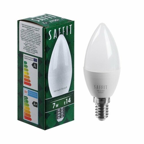 Лампа светодиодная SAFFIT, C37, 7 Вт, E14, 2700 К, 560 Лм, 220°, 100 х 37