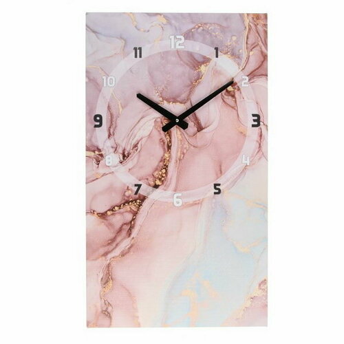 Часы-картина настенные, серия: Интерьер, "Розовый мрамор", плавный ход, 35 x 60 см