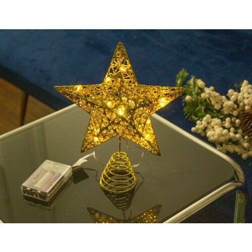 Светящаяся звезда на ёлку золотое рождество, 20 см, на батарейках, Peha Magic IF-20240