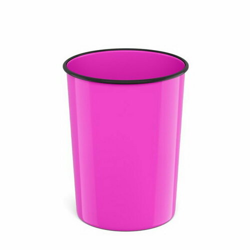 Корзина для бумаг и мусора 13.5 литров Neon Solid, пластиковая, литая, розовая
