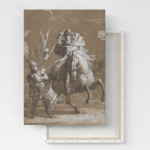 Картина на холсте, репродукция / Drummer Boy Attacked by a Cossack / Теодор Жерико / Размер 40 x 53 см