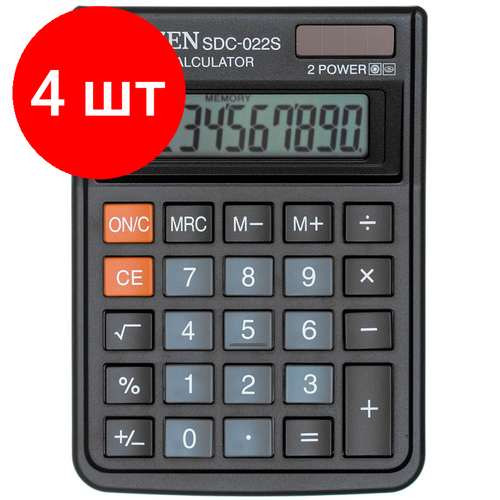 Комплект 4 штук, Калькулятор настольный компактный CITIZEN SDC-022S/022SR, 10 разряд