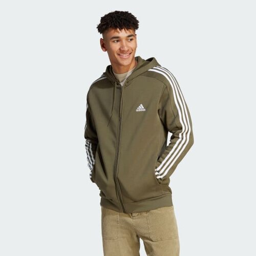 Толстовка adidas Essentials Fleece 3-Stripes Full-Zip, размер S, зеленый