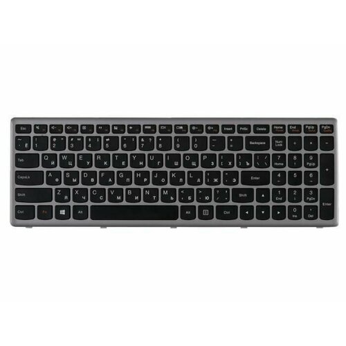 Клавиатура для ноутбука Rocknparts Lenovo IdeaPad Z500 [25206529] [25206409] Black, Grey (silver) frame, гор. Enter