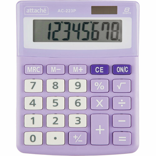Калькулятор настольный Attache, AС-223P,8р, двойное питание, фиолетовый