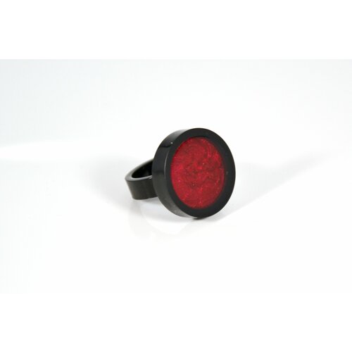 Кольцо Карамба, размер 17, красный, черный