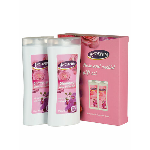 Биокрим Подарочный косметический набор для женщин Rose and Orchid шампунь + гель для душа
