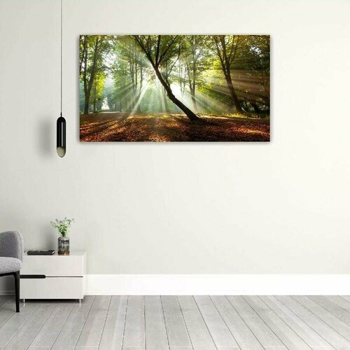 Картина на холсте 60x110 LinxOne "Деревья парк опавшая" интерьерная для дома / на стену / на кухню / с подрамником