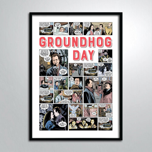 Постер в раме/День сурка Билл Мюррей Комикс Groundhog Day