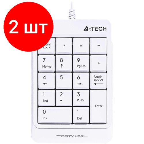 Комплект 2 штук, Клавиатура A4Tech Fstyler FK13P цифровой блок USB slim д/ноут (FK13P WHITE)