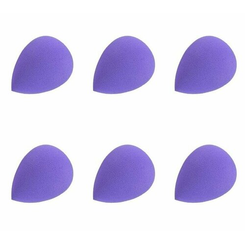 Singi Спонж косметический в упаковке, для макияжа лица, яйцо, цвет фиолетовый, 6 см, 6 штук.