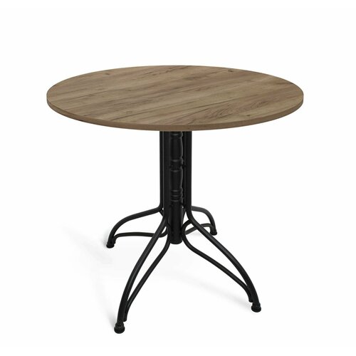 Стол кухонный, стол круглый, стол обеденный D-90х75,5 см, дуб галифакс табак/черный муар