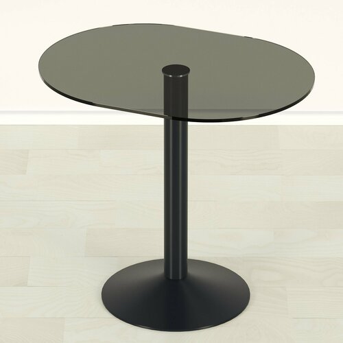 Стеклянный стол для кухни Троя 23 серый/черный (700х600)