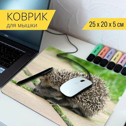 Коврик для мыши с принтом "Ежик, ребенок, детеныш" 25x20см.