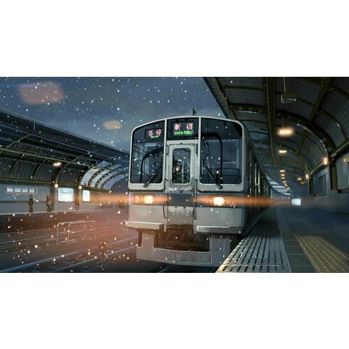 Картина на холсте 60x110 LinxOne "Япония аниме станция поезд" интерьерная для дома / на стену / на кухню / с подрамником