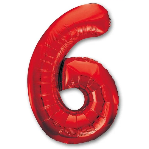 Воздушный шар, фольгированный, "Цифра 6", цвет красный, 100 см