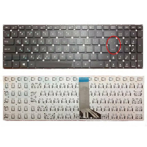 Клавиатура для ноутбука Asus 0KNB0-6113RU00 черная без рамки, Г- образный Enter, шлейф 10 см
