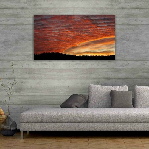 Картина на холсте 60x110 LinxOne "Пейзаж облака небо природа" интерьерная для дома / на стену / на кухню / с подрамником