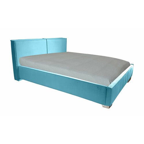 Односпальная кровать Бруклин 90x200 основание металлическое с ламелями велюр бирюзовый ножки 13 см хром