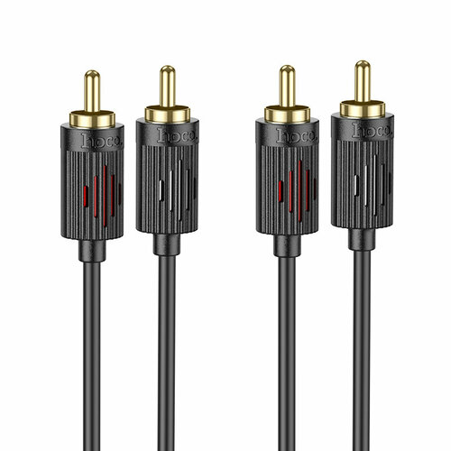 Переходник HOCO UPA29 тюльпан с 2RCA на 2RCA - 1.5 метра, черный