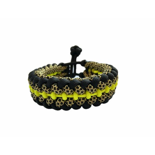 Славянский оберег, плетеный браслет "Индийская Кобра", 1 шт., размер 7.5 см, размер one size, диаметр 7.5 см, черный, желтый
