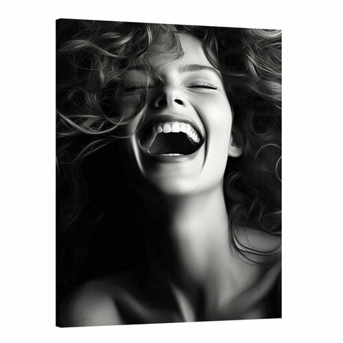 Интерьерная картина 50х70 "Портрет женщины с улыбкой"