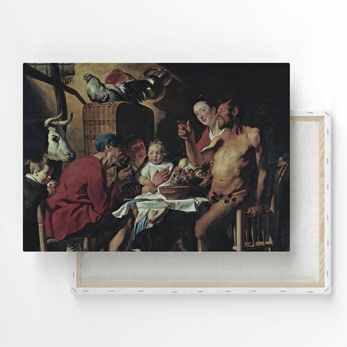 Картина на холсте, репродукция / Якоб Йорданс - The Satyr and the Peasant / Размер 40 x 53 см